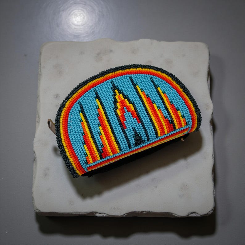 Turquoise Handmade Native American Style Beaded Coin Purse Small Beaded ...