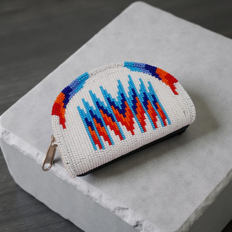 Turquoise Handmade Native American Style Beaded Coin Purse Small Beaded ...