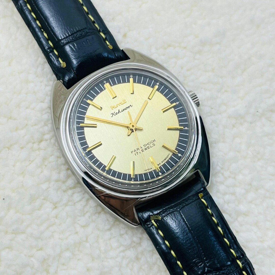 Vintage HMT Kohinoor Mechanical Watch: Golden Dial, Hand-winding - Etsy