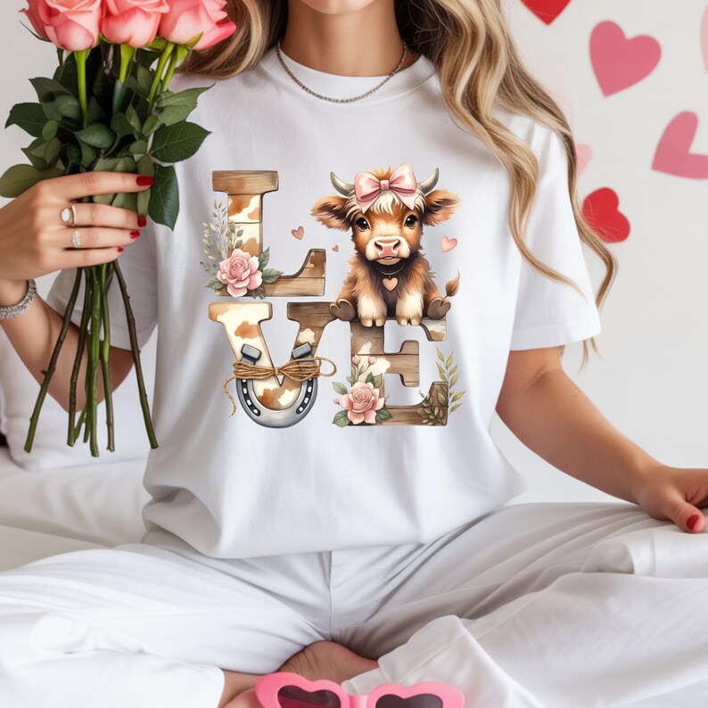 Western Love Highland Cow Ready to Press: Coquette Valentine Heat ...