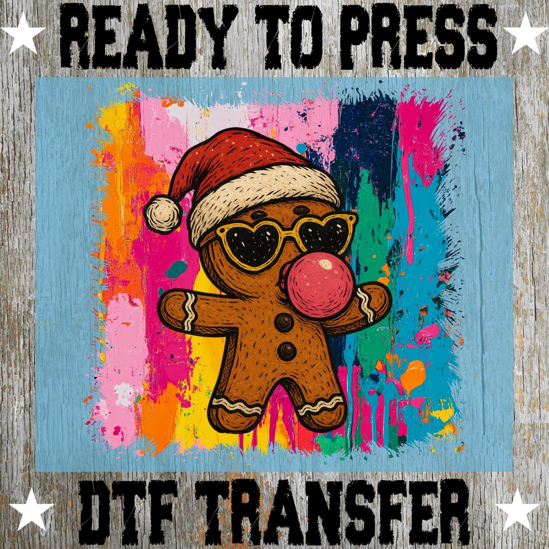 Christmas Gingerbread Man DTF Transfer: Pink Bubblegum, Ready to Press ...