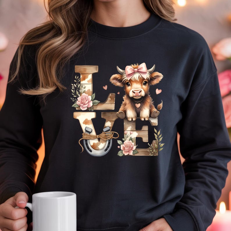 Western Love Highland Cow Ready to Press: Coquette Valentine Heat ...