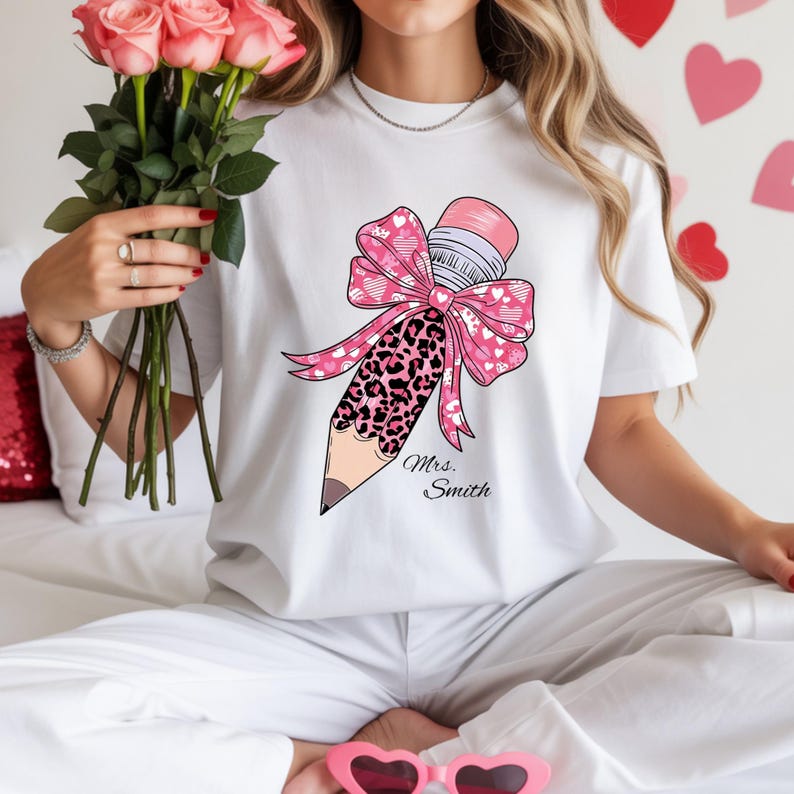 Personalized Name Valentine Teacher Ready to Press: Coquette Pencil ...