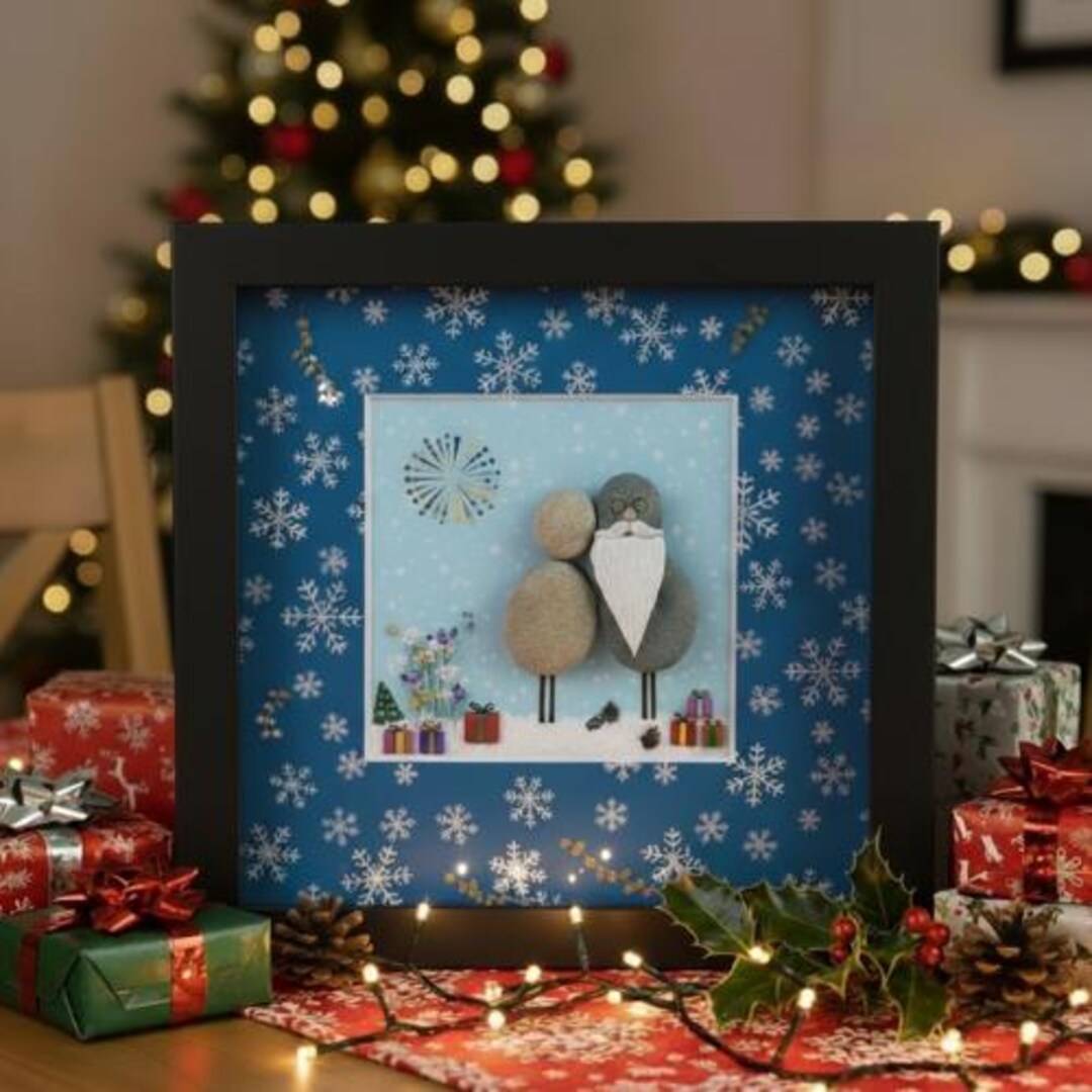 Christmas Grandparent Pebble Art. Personalized Couple Frame. Unique ...