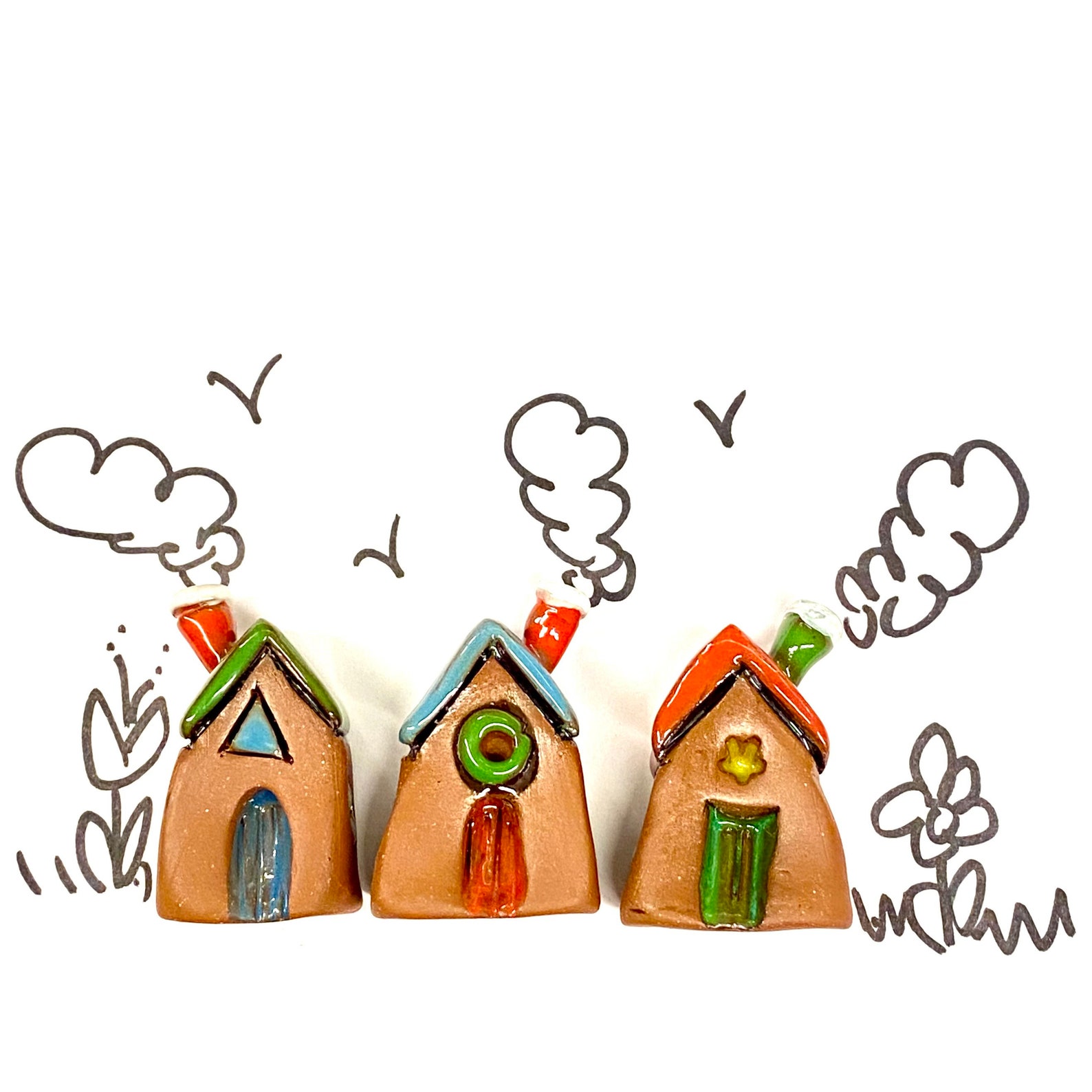 Tiny Clay House Little Pottery Miniature Village Dollhouse - Etsy