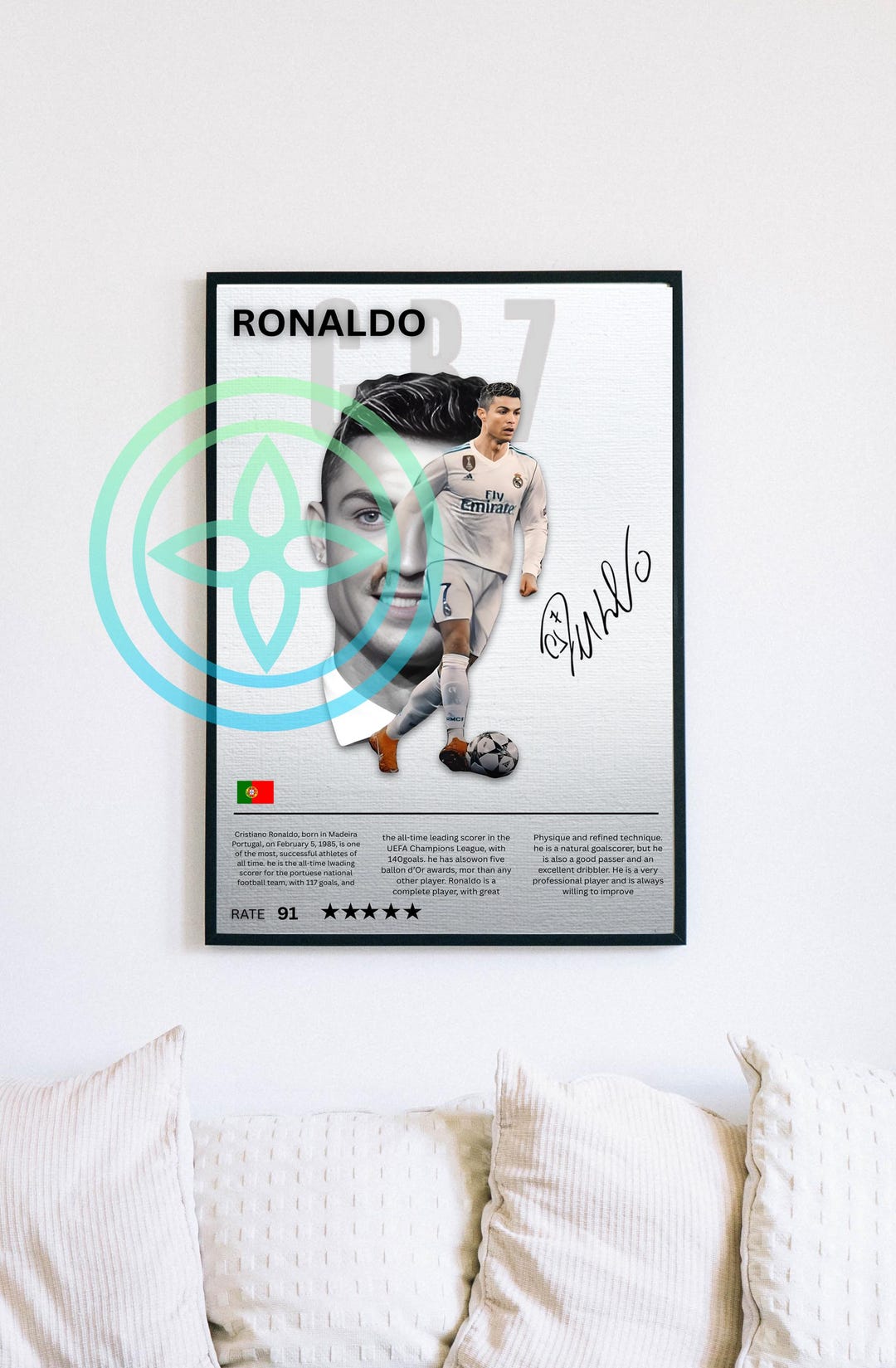Cristiano Ronaldo Football Poster Soccer Legend Wall Art - Etsy