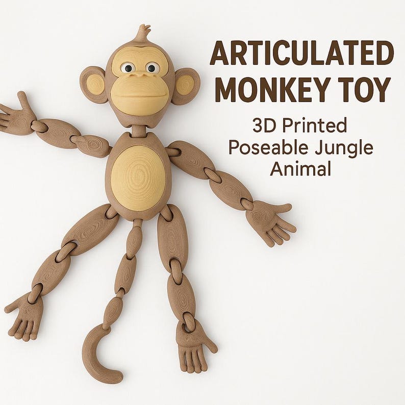 3D Printed Articulated Monkey – Poseable PLA Fidget Toy - Etsy
