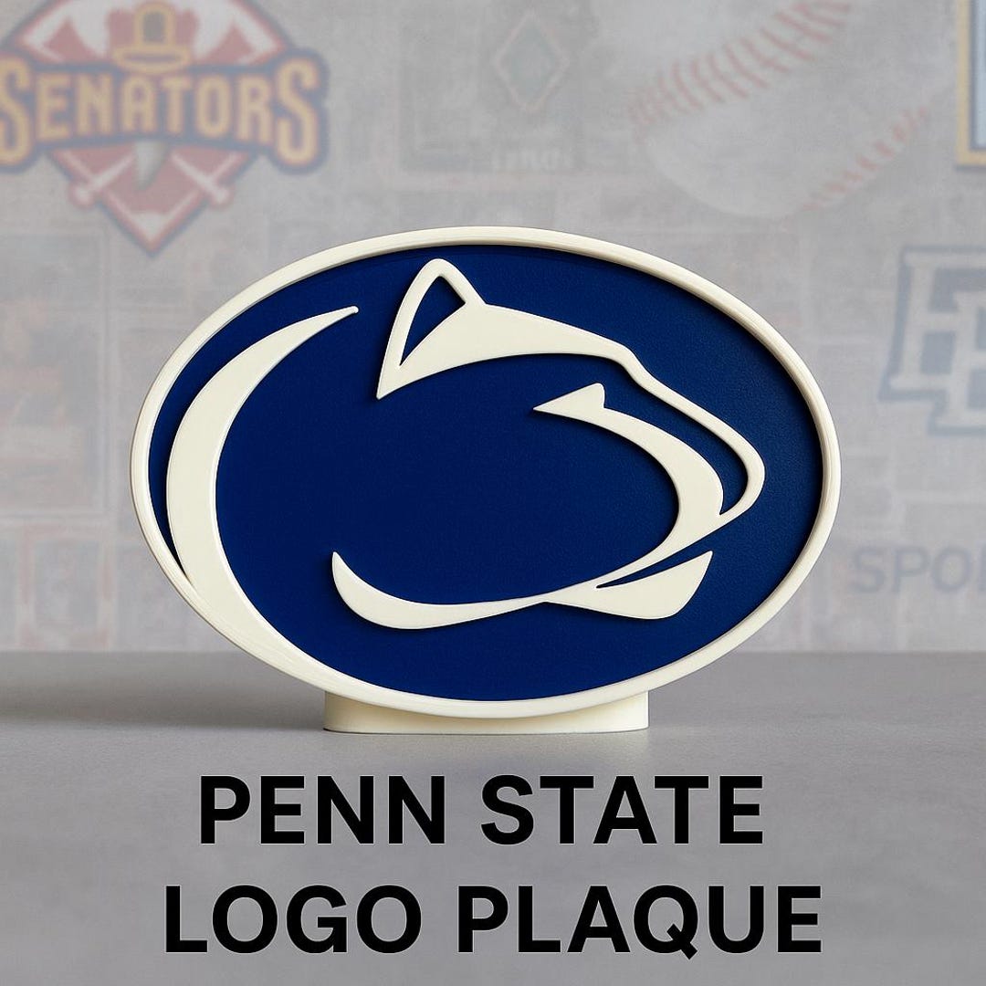3D Printed Penn State Nittany Lions Logo Plaque | Blue & White Oval ...