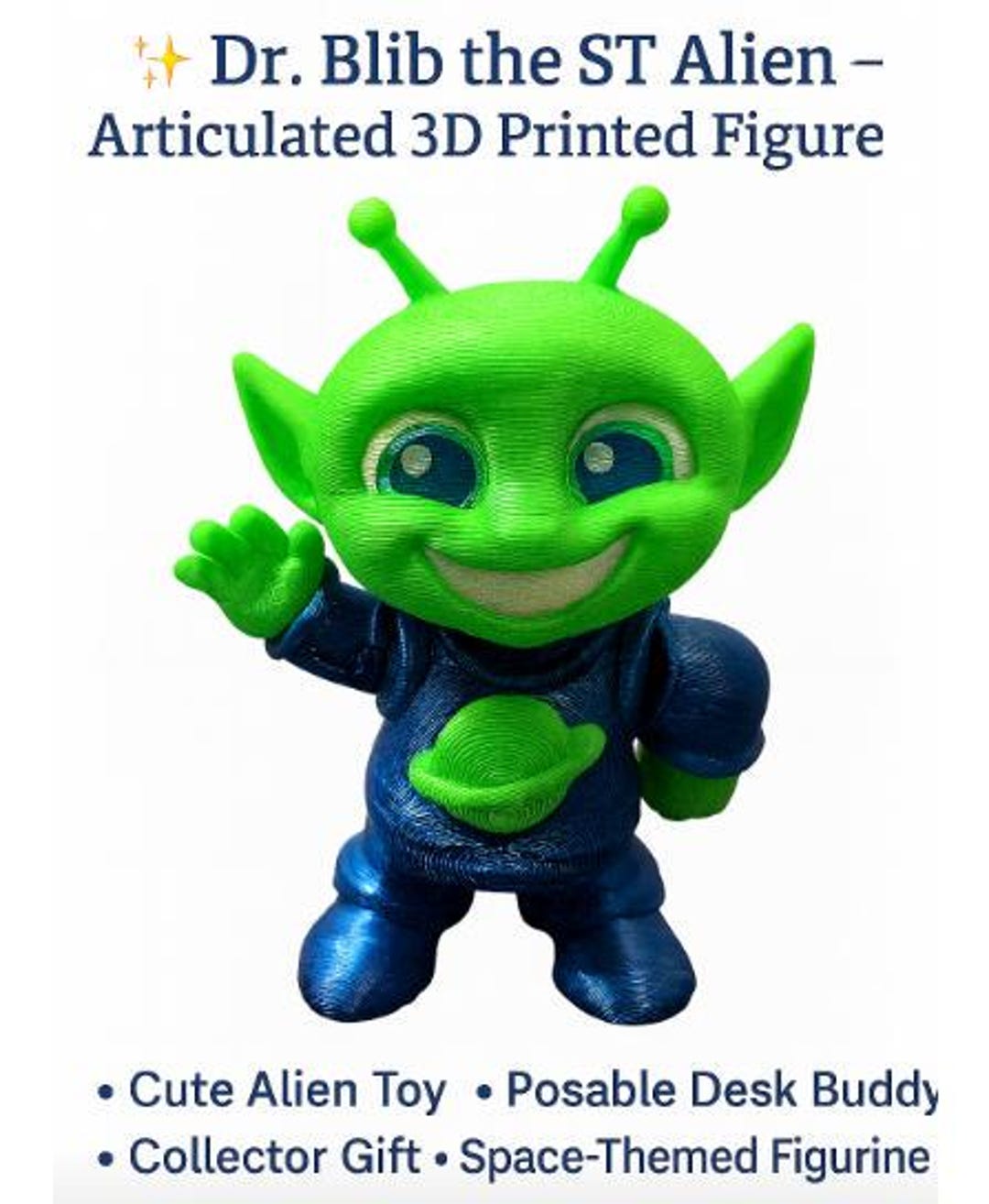 3D Printed Articulated Dr. Blib the ST Alien Figure – Posable Desk Toy ...