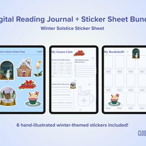 Reading Journal | Digital Book Tracker Review Pages + Winter Stickers ...