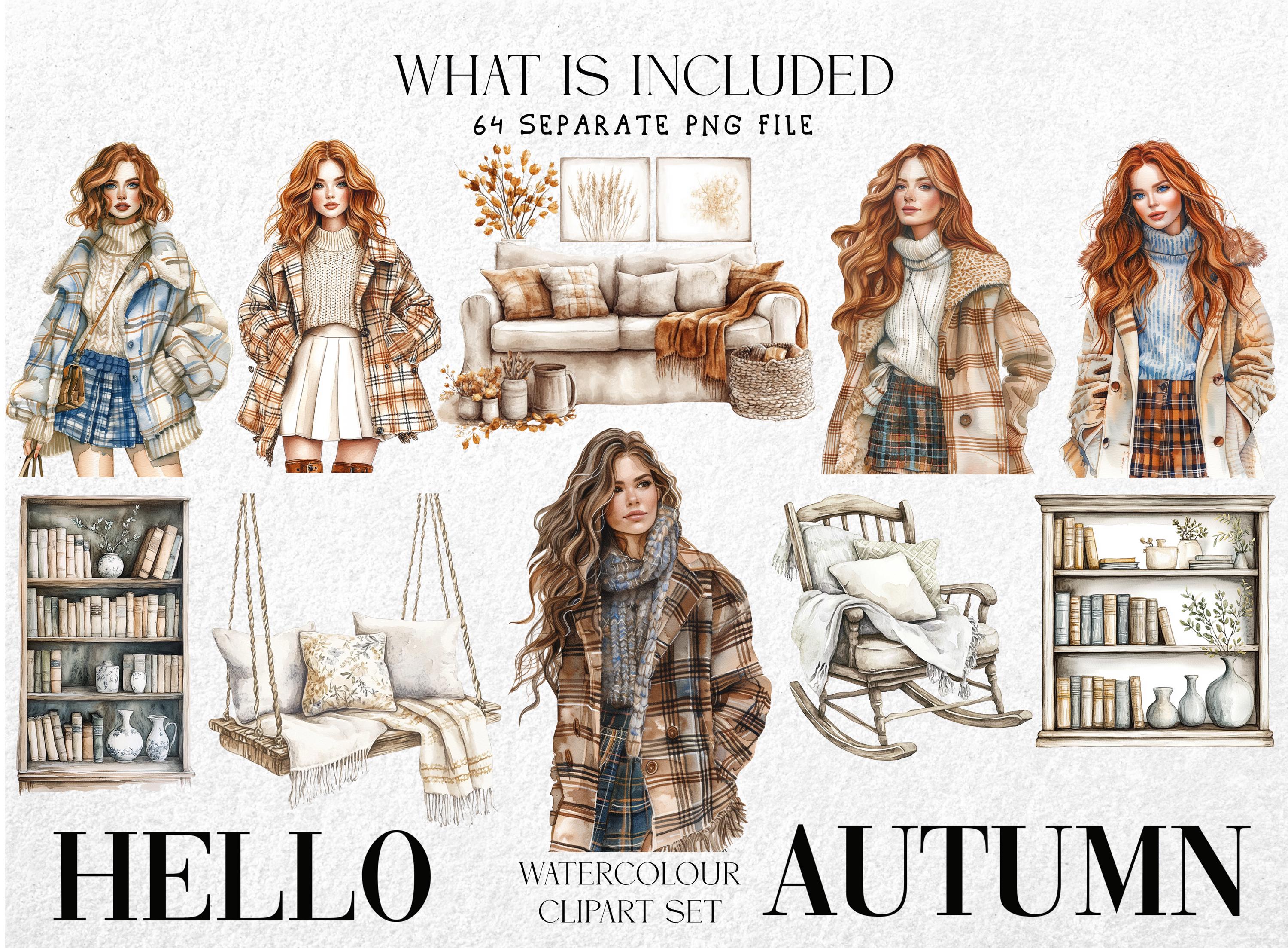 Autumn Soul Watercolor Clipart Bundle – Fall Pumpkins, Cozy Autumn ...