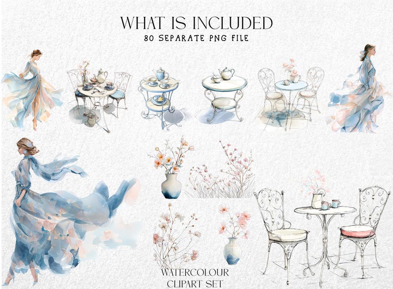 Tea Time Spring – Watercolor Clipart Set - Etsy