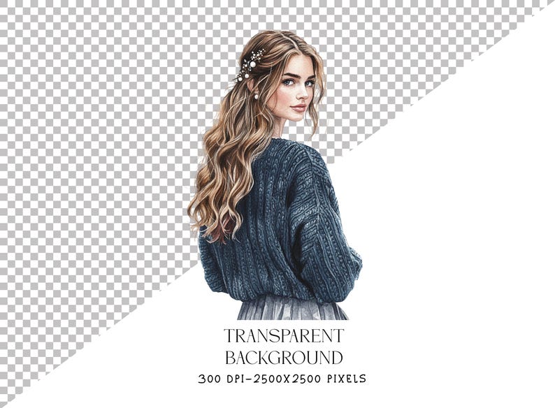 Winter Soul Watercolor Clipart Set – Cozy Girls, Snowy Houses, Deer ...