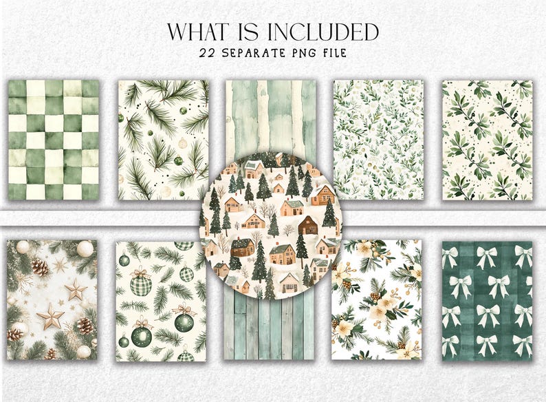 Merry Christmas Digital Papers, Green Holiday Backgrounds - Etsy
