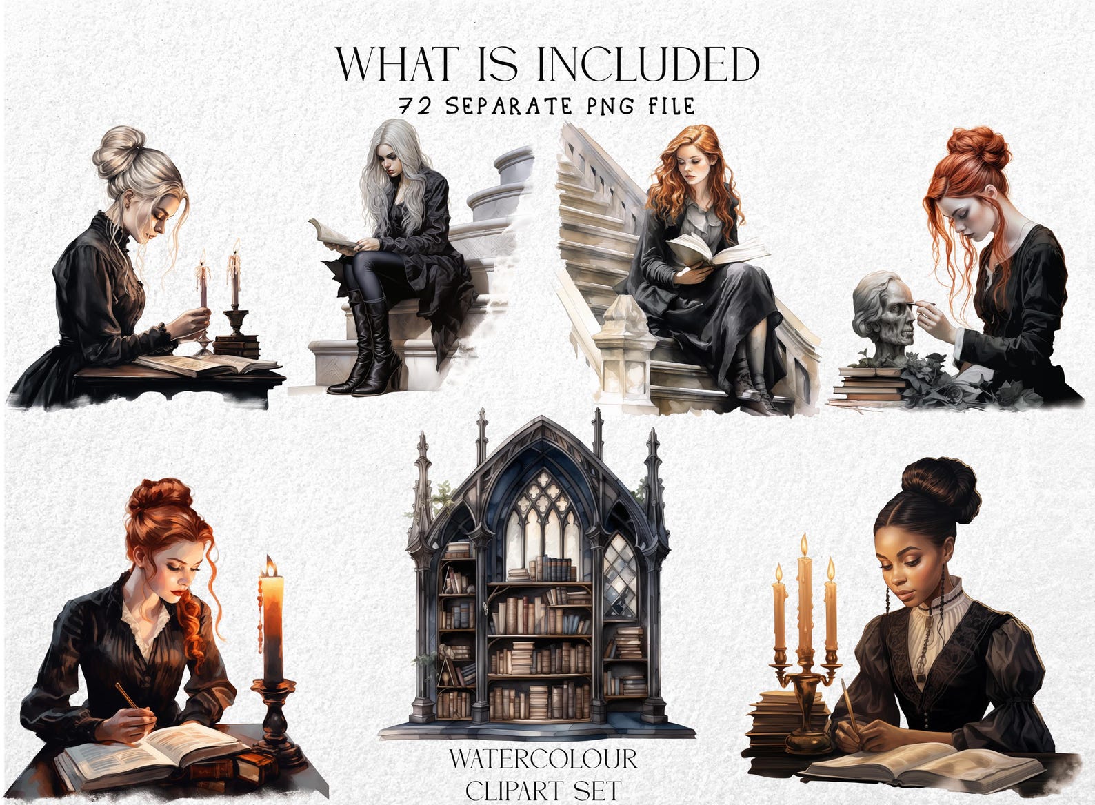 Dark Academia Watercolor Clipart Bundle: Gothic Instruments, (digital Download) - Etsy