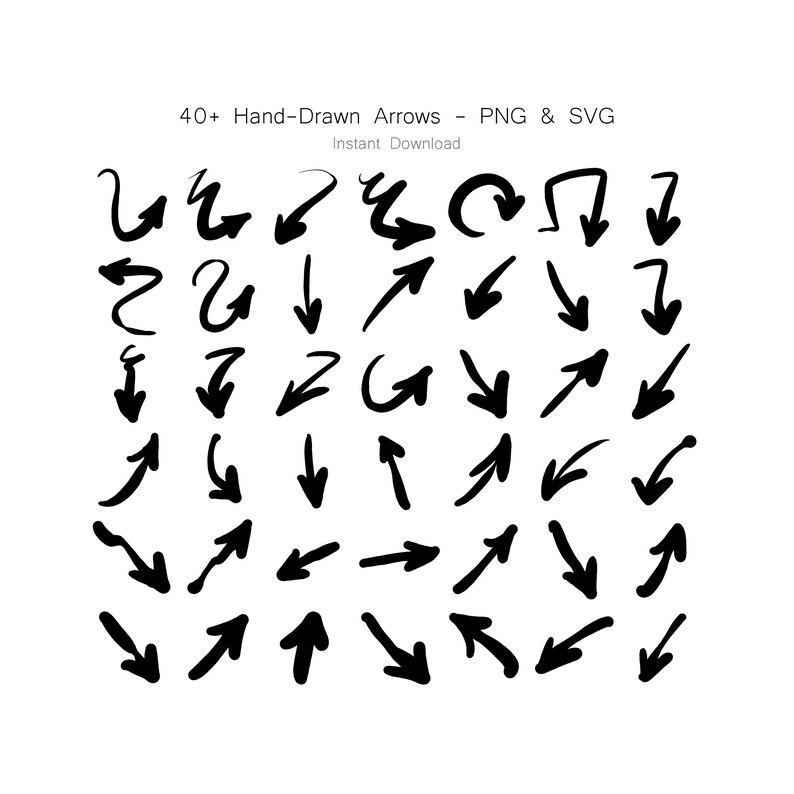 Hand Drawn Arrows – Set 60 – PNG SVG Instant Download - Etsy Australia
