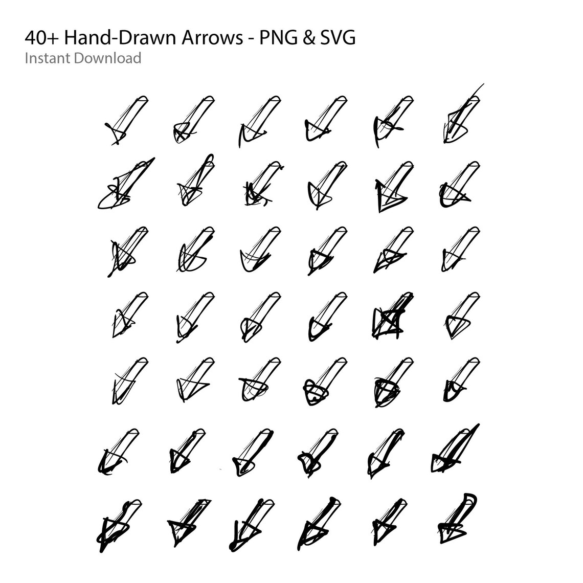 40+ Hand Drawn Arrows – Set 10 – PNG SVG Instant Download - Etsy