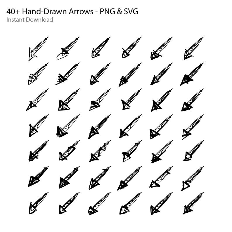 40+ Hand Drawn Arrows – Set 19 – PNG SVG Instant Download - Etsy