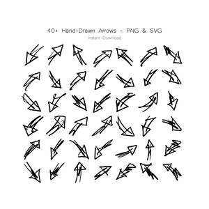 40+ Hand Drawn Arrows – Set 54 – PNG SVG Instant Download - Etsy