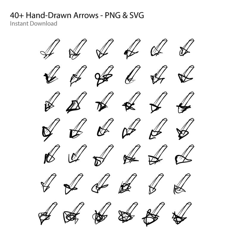 40+ Hand Drawn Arrows – Set 9 – PNG SVG Instant Download - Etsy