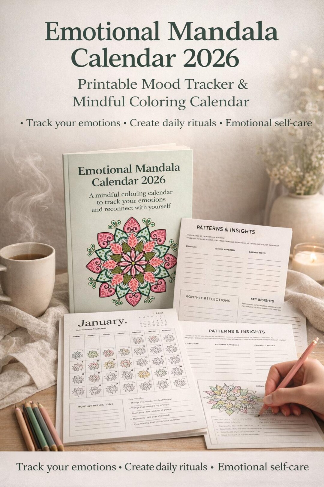 Emotional Mandala Calendar 2026 – Printable Mood Tracker & Mindful ...