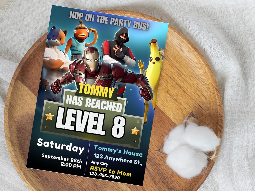Editable Fort Game Birthday Invitation Latest Season Party Invite ...