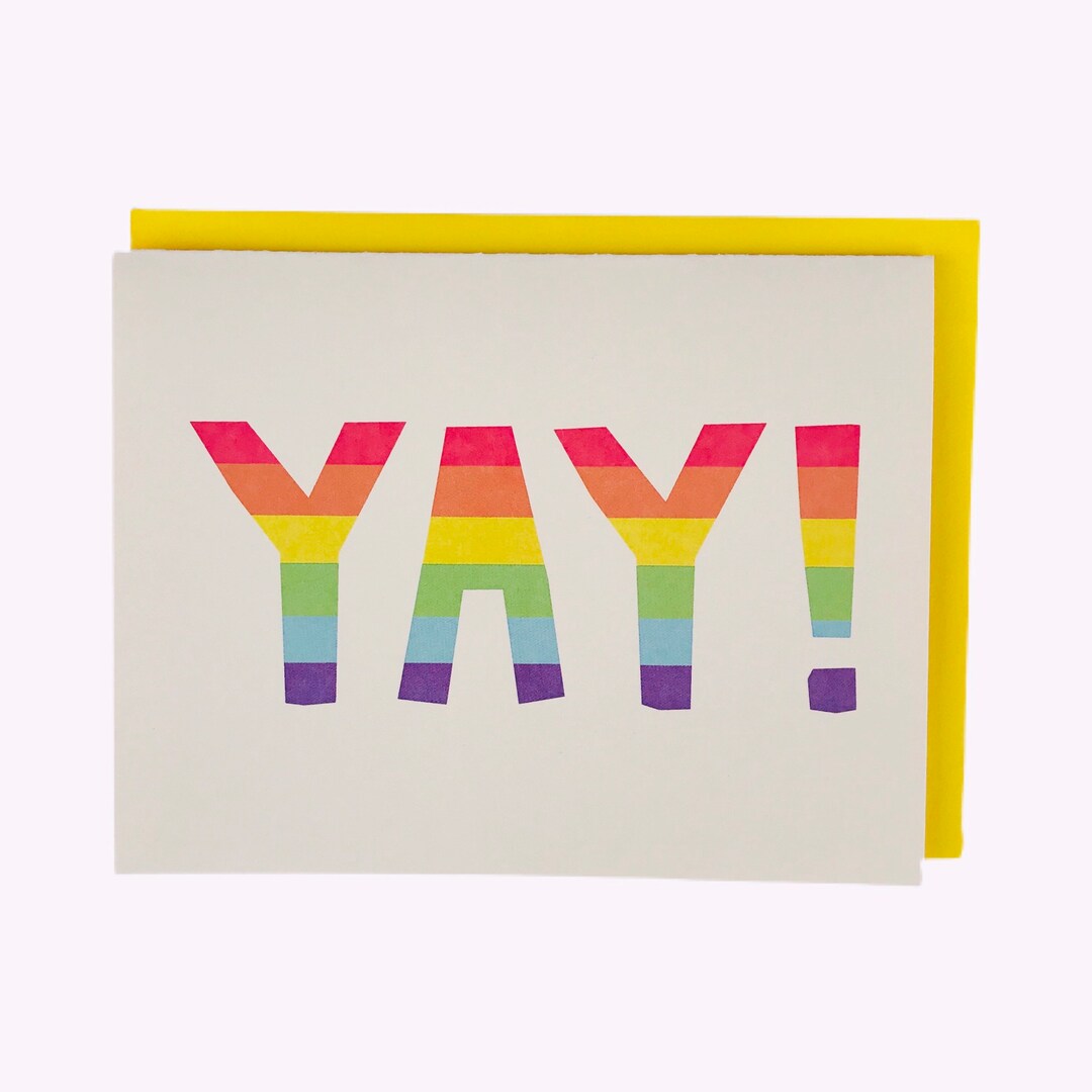 Coming Out Card LGBTQ Yay Gay Pride Rainbow Flag Card - Etsy