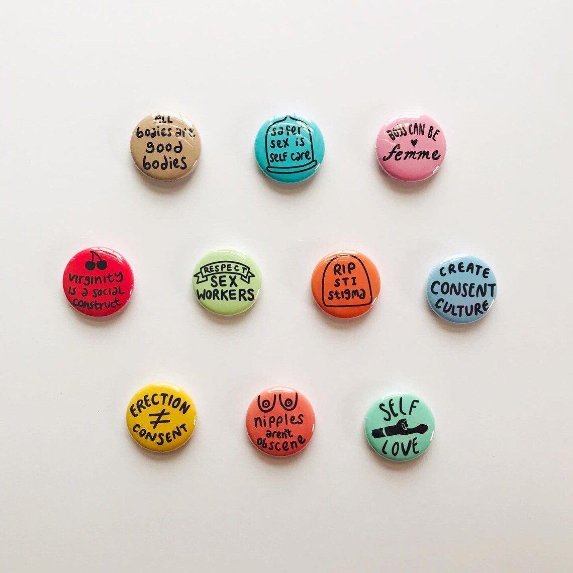 Sex Positive Pin Pack Color Pins Etsy