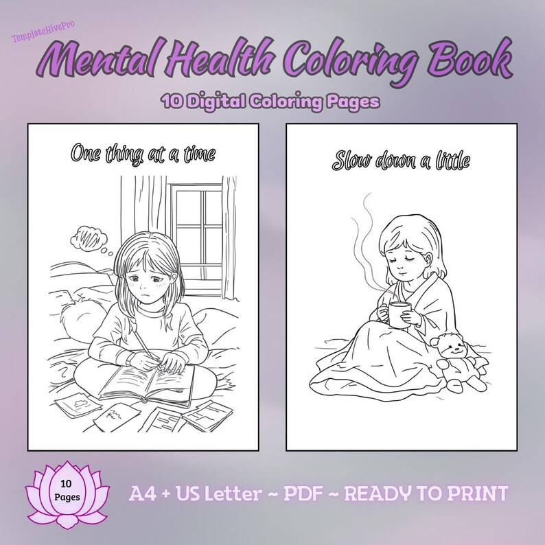 Mental Health Coloring Book | Anxiety & Overthinking Coloring Pages ...