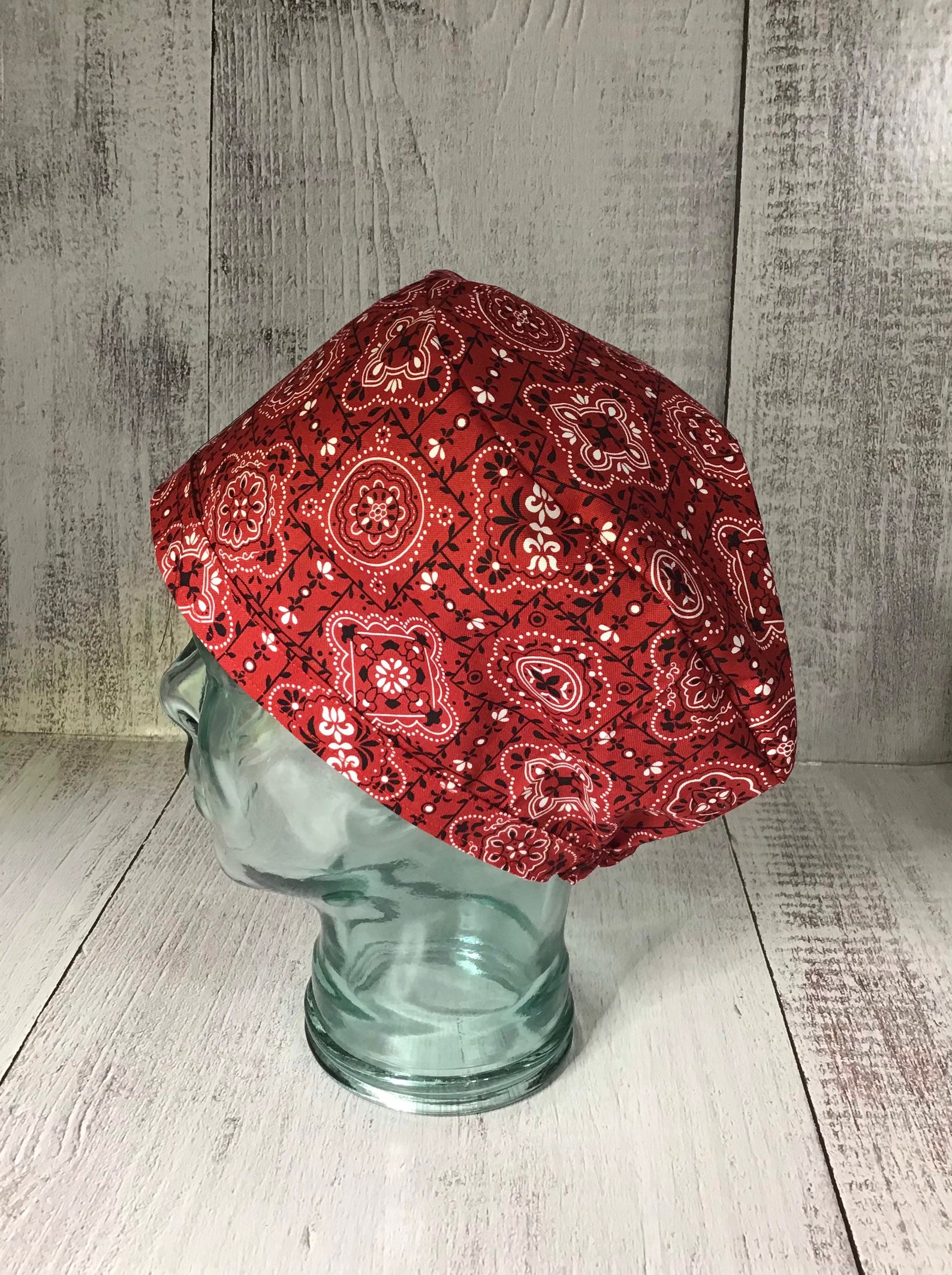 Red flower Euro scrub cap/ Euro scrub cap | Etsy