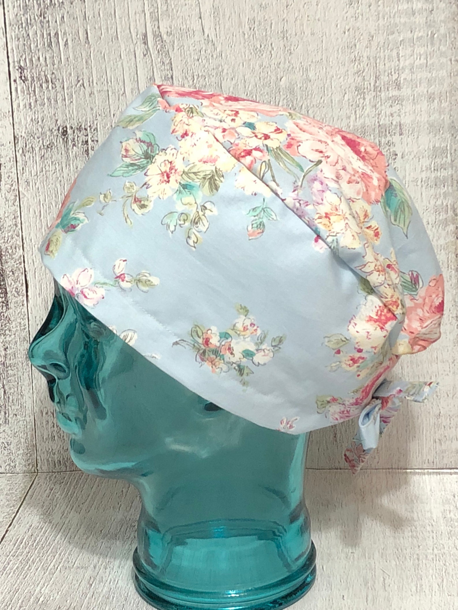 Large Pixie floral tieback scrub cap/ Pixie tieback scrub cap | Etsy