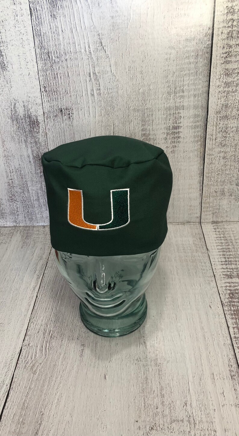 UM embroidered scrub cap/ University of Miami scrub cap/Miami | Etsy