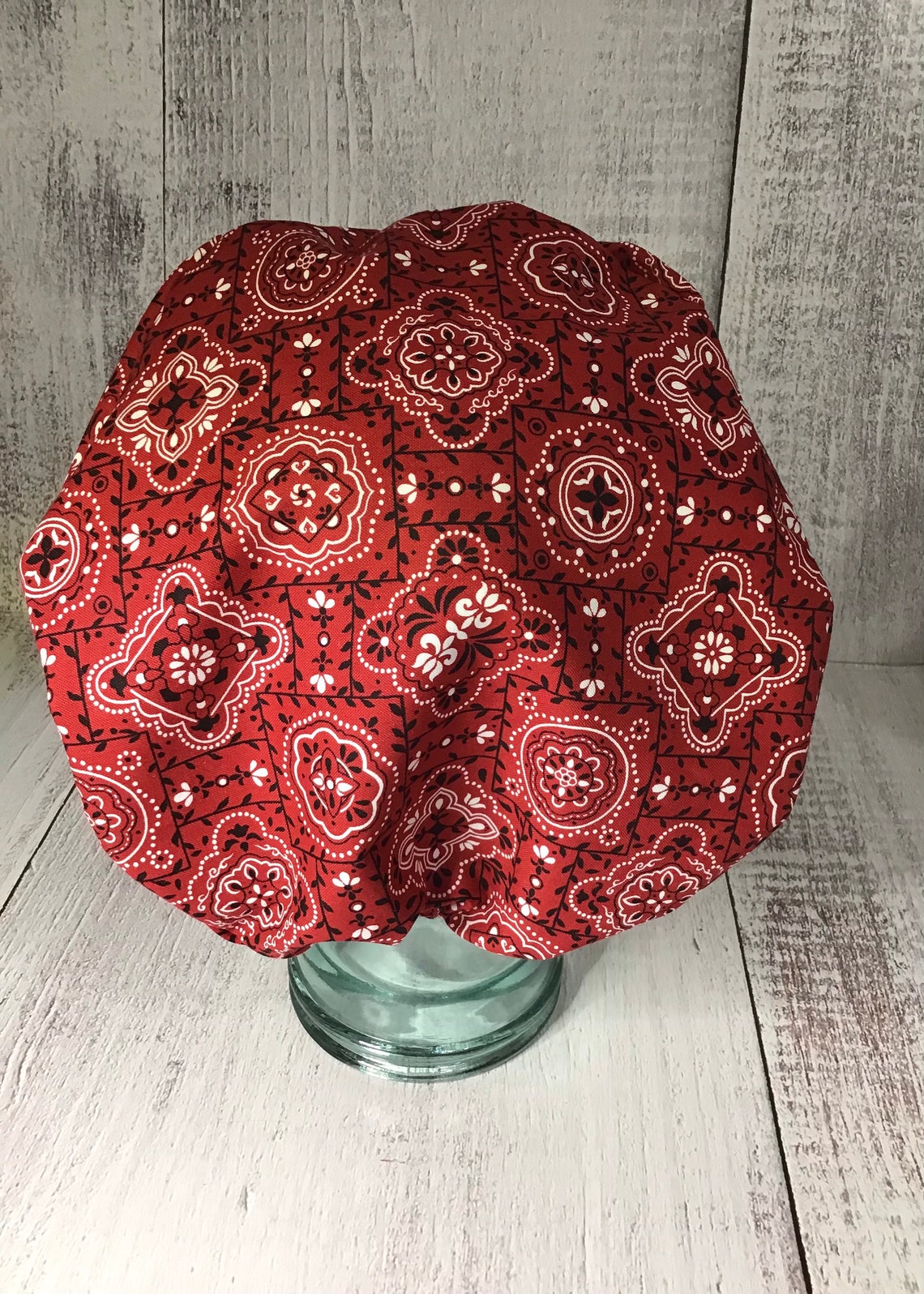 Red flower Euro scrub cap/ Euro scrub cap | Etsy