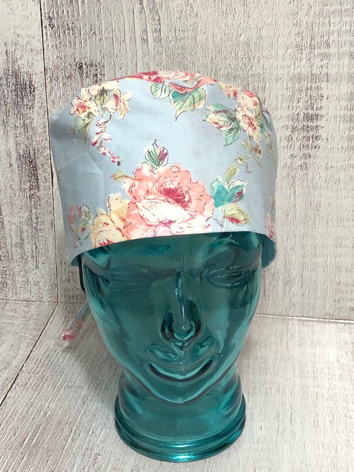 Large Pixie floral tieback scrub cap/ Pixie tieback scrub cap | Etsy