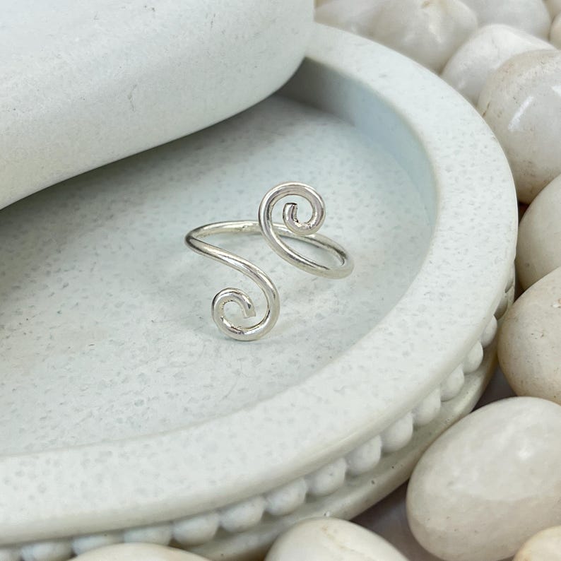 Handmade Sterling Silver Double Swirl Ring - Adjustable Boho Jewelry - Etsy