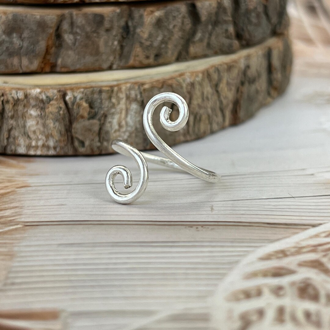 Handmade Sterling Silver Double Swirl Ring - Adjustable Boho Jewelry - Etsy
