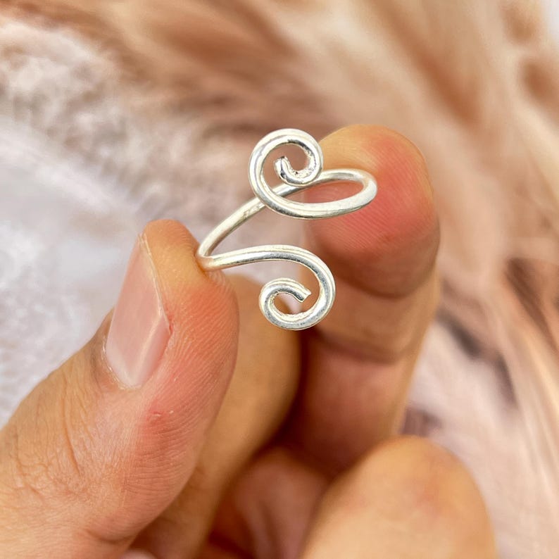 Handmade Sterling Silver Double Swirl Ring - Adjustable Boho Jewelry - Etsy