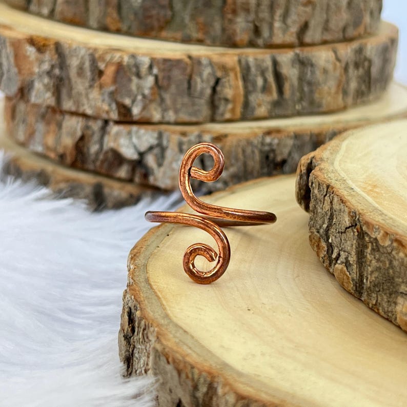 Handmade Copper Swirl Ring | Adjustable Wire Wrap Boho Jewelry - Etsy UK