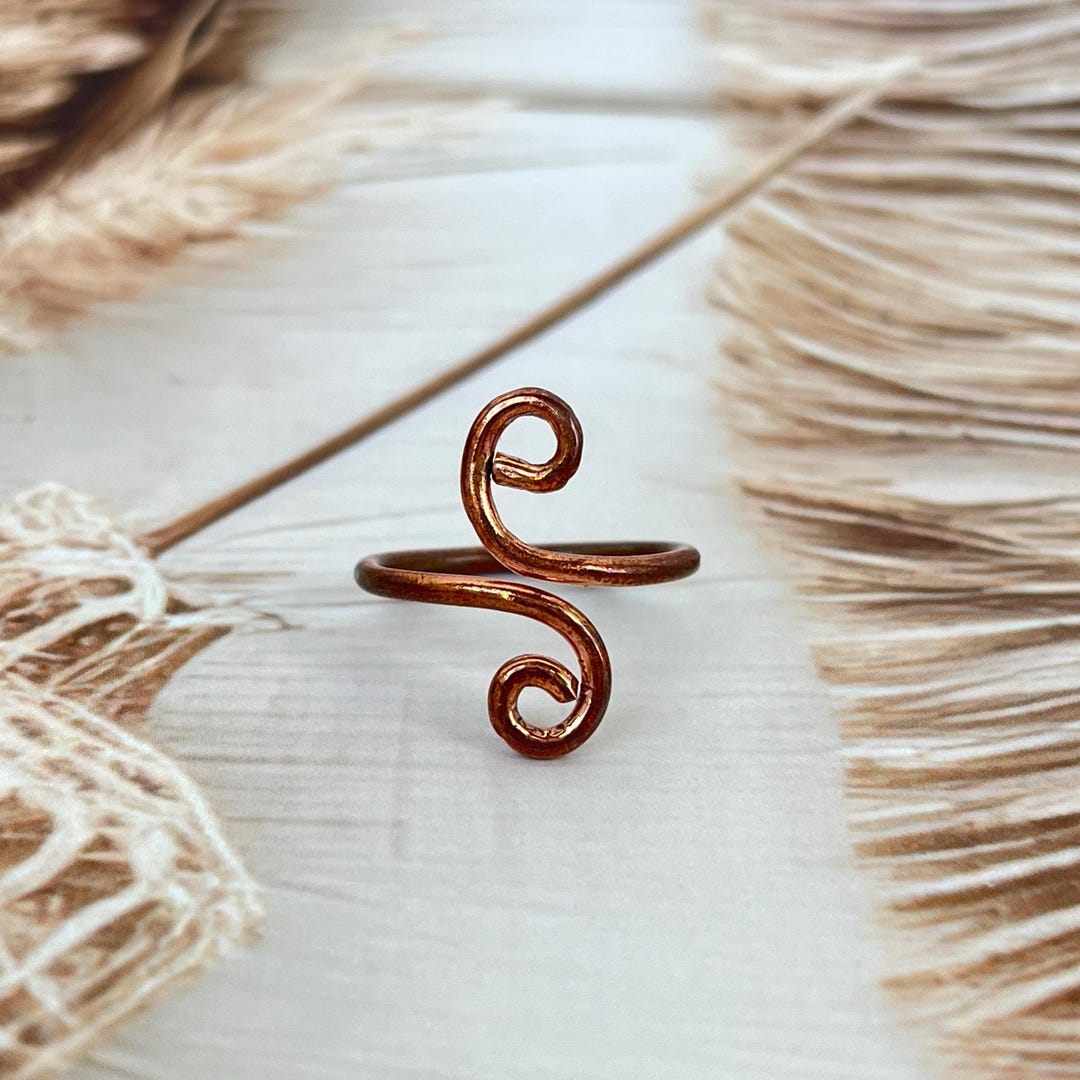 Handmade Copper Swirl Ring | Adjustable Wire Wrap Boho Jewelry - Etsy UK
