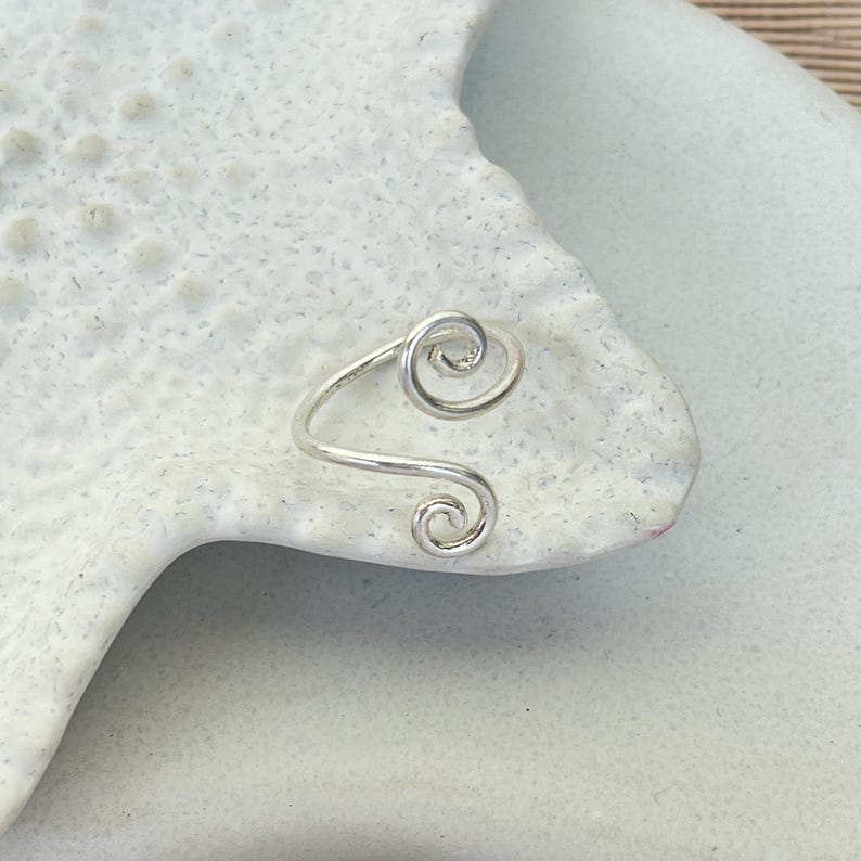 Handmade Sterling Silver Double Swirl Ring - Adjustable Boho Jewelry - Etsy