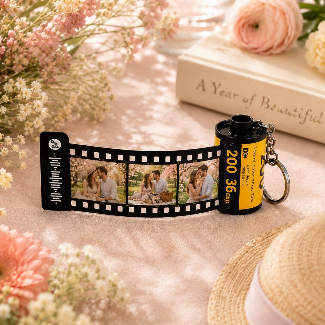 Custom Film Roll Keychain – Personalized Photo Reel Keyring With Music ...