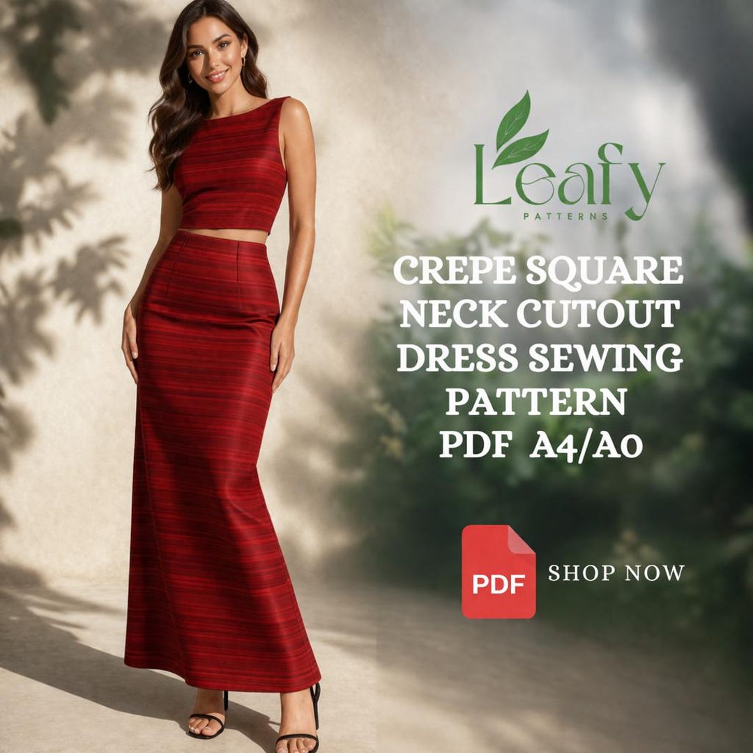 Maxi Skirt Cutout Dress Sewing Pattern PDF | Reformation Inspired Skirt ...