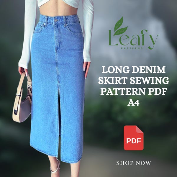 Denim Maxi Skirt - Etsy