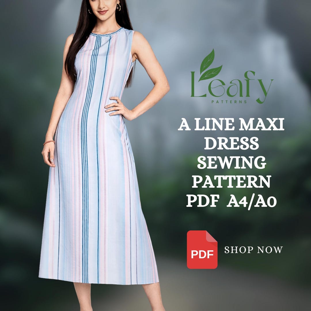 A Line Maxi Dress Sewing Pattern PDF | Women's Summer Dress Pattern | A ...