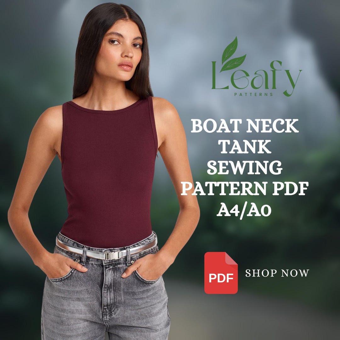 Boat Neck Tank Sewing Pattern PDF | Cotton Jersey Knit Top | Women’s ...
