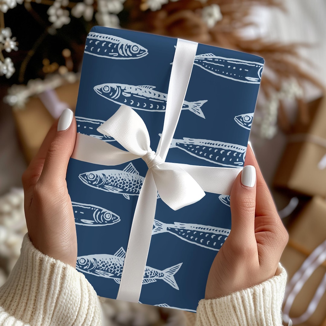 Coastal Aesthetic Sardines Wrapping Papers Vintage Fish Illustration ...
