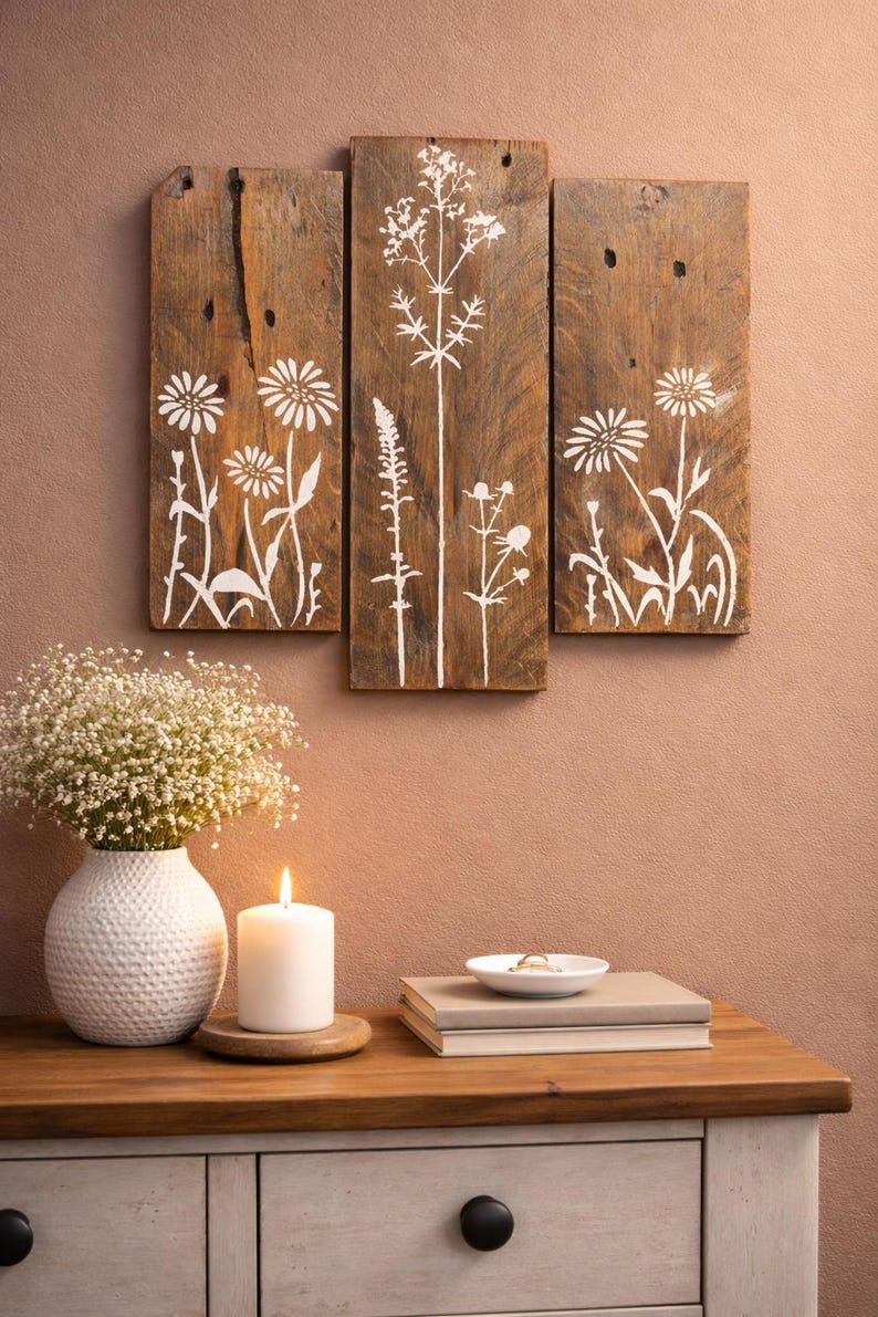 Handmade Wildflowers Spackle Design on Reclaimed Wood - Etsy