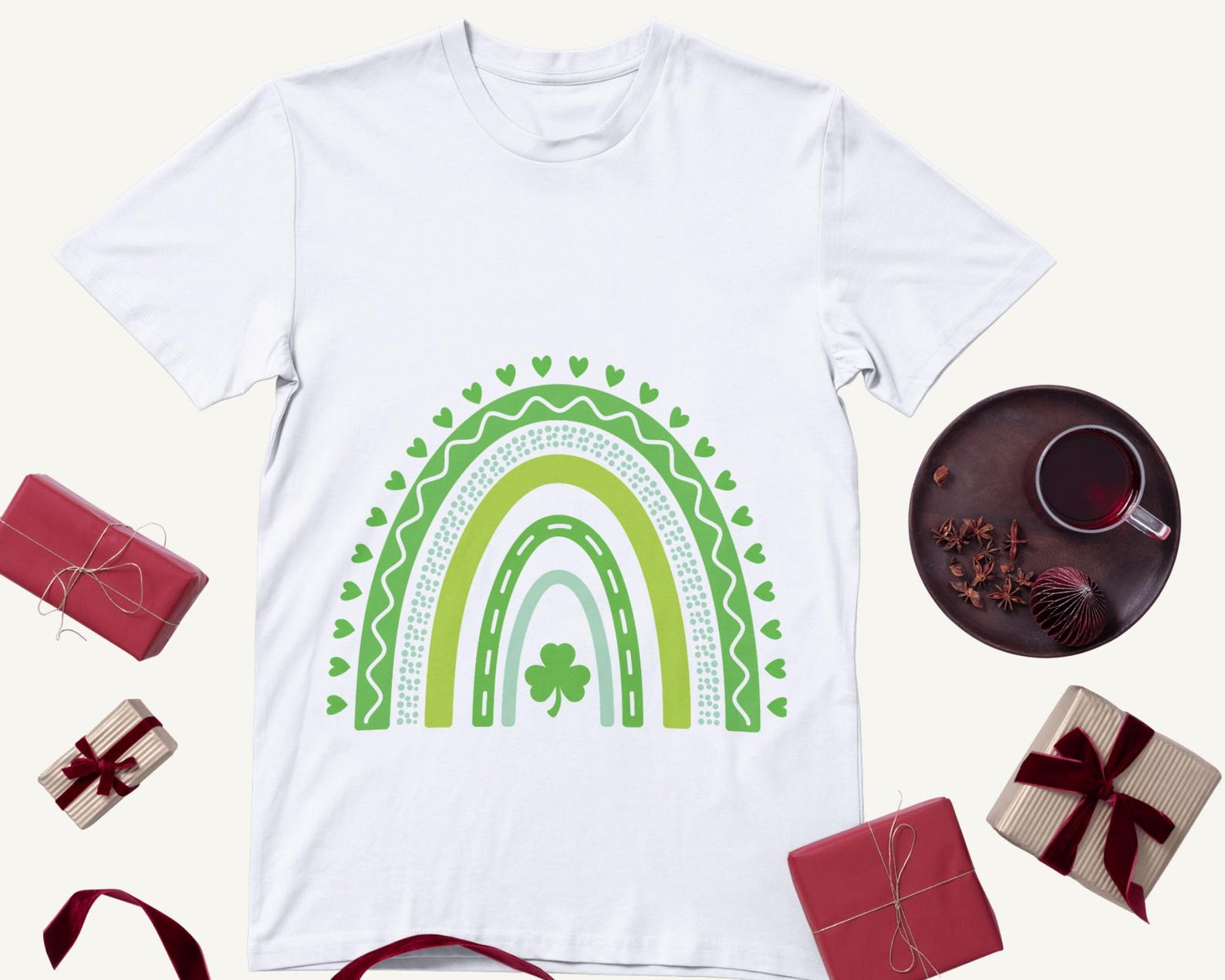 St Patrick’s Day Rainbow Clipart: Shamrock Lucky Arch PNG Set (digital ...