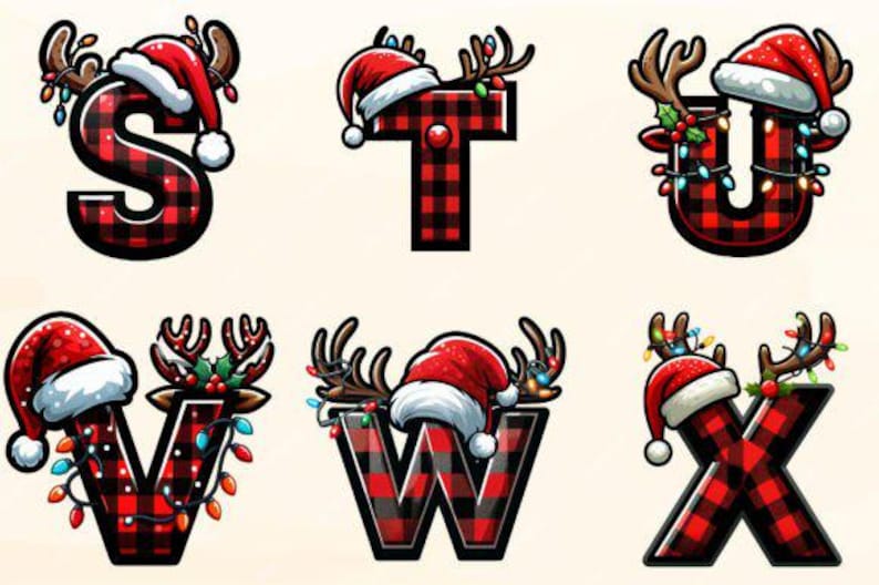Christmas Alphabet Clipart Set: Whimsical Watercolor Letter Elements ...