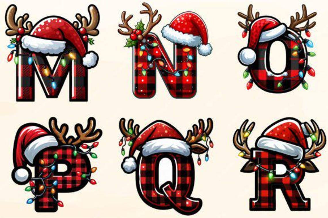 Christmas Alphabet Clipart Set: Whimsical Watercolor Letter Elements ...